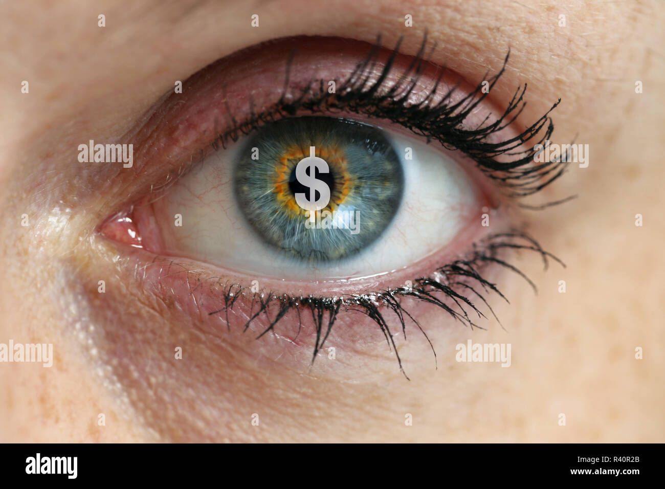 eye with dollar sign in the pupil. concept Stock Photo - Alamy