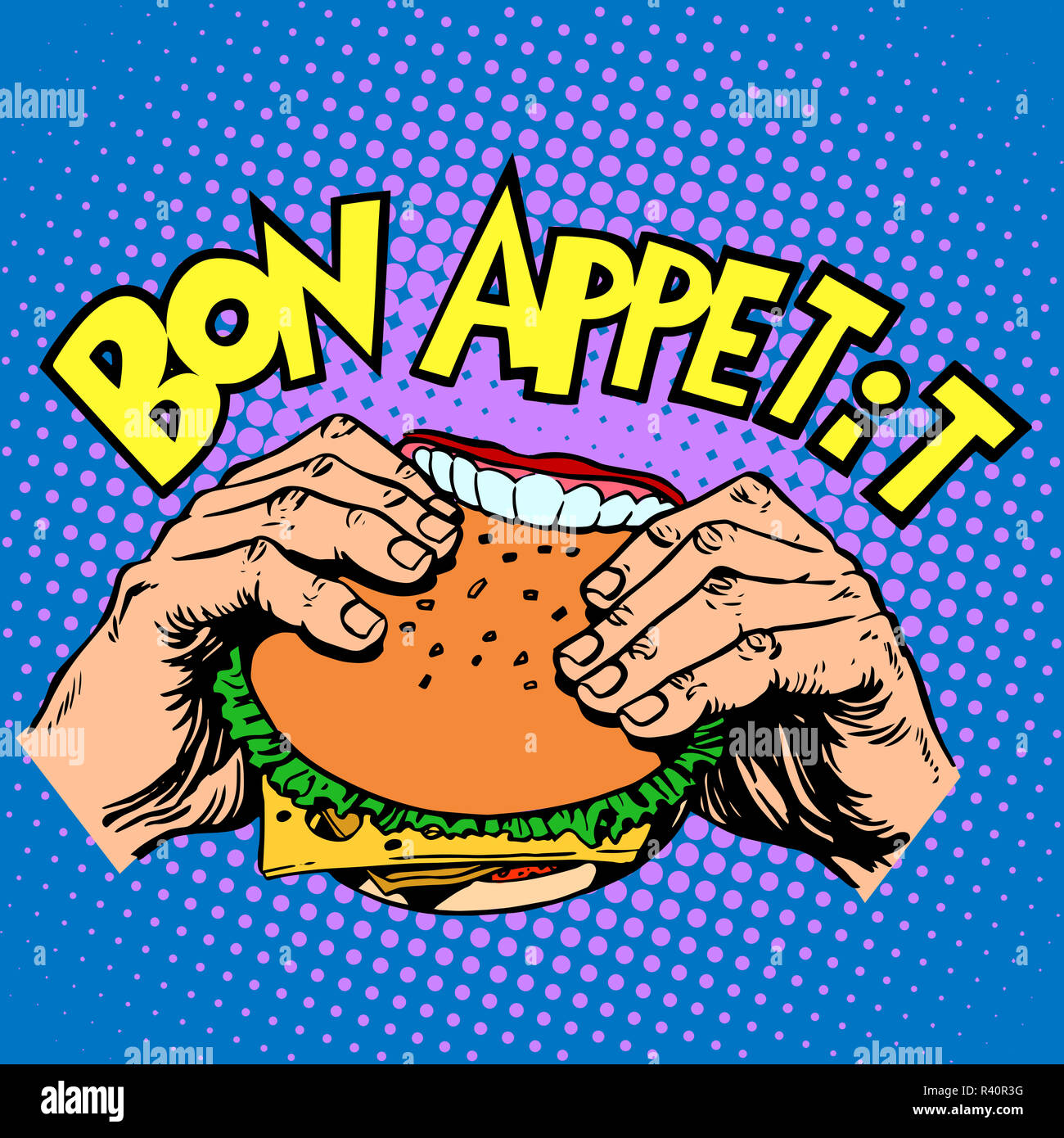 Bon appetit Burger sandwich is delicious fast food Stock Photo - Alamy
