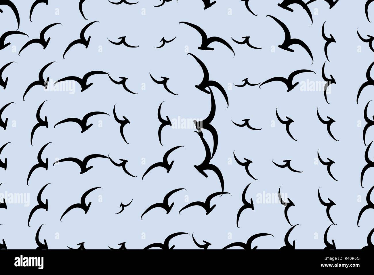 Abstract background with flying birds. Cartoon style vector Stock ...