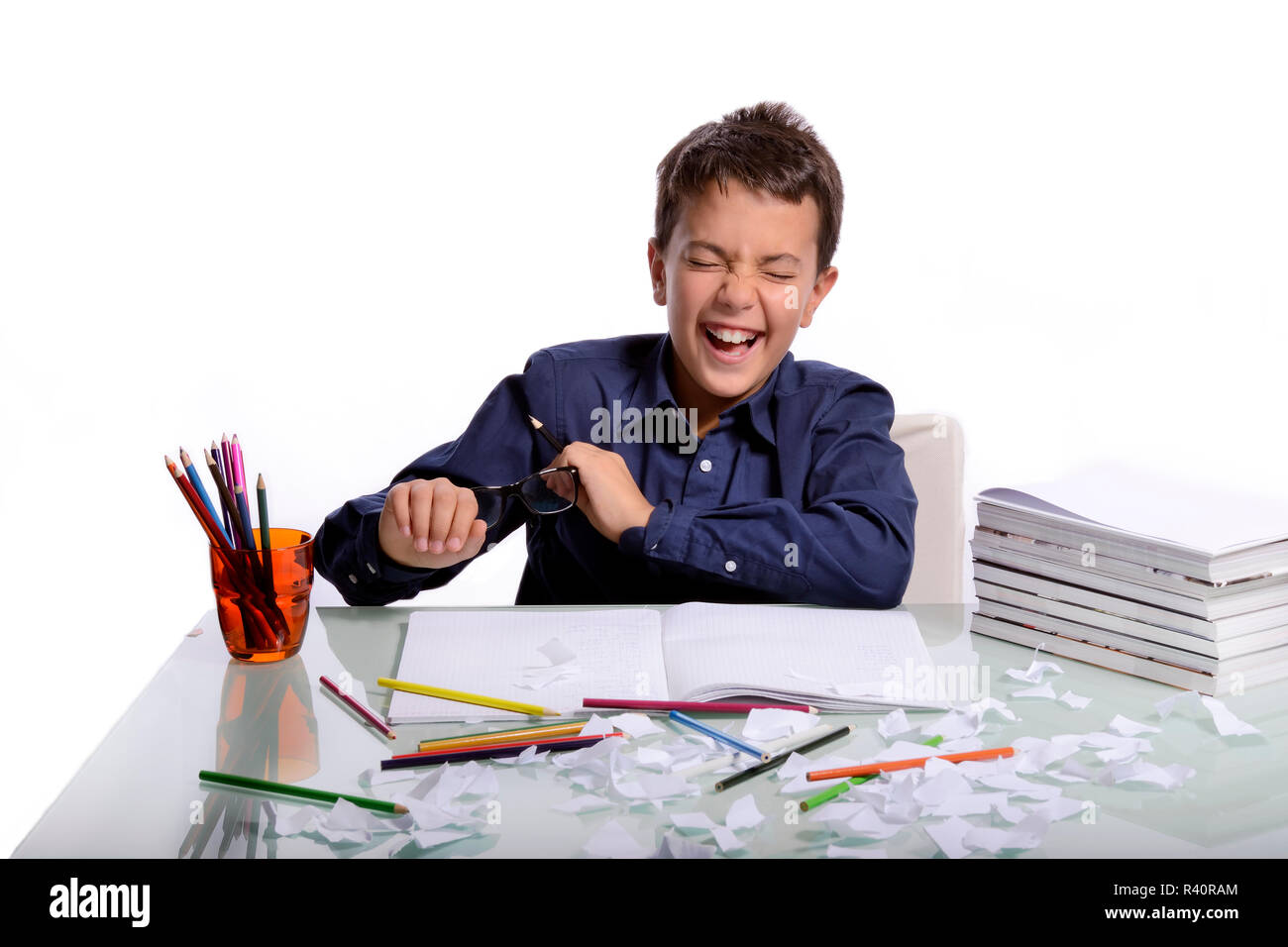 At home it's time to do homework Stock Photo - Alamy