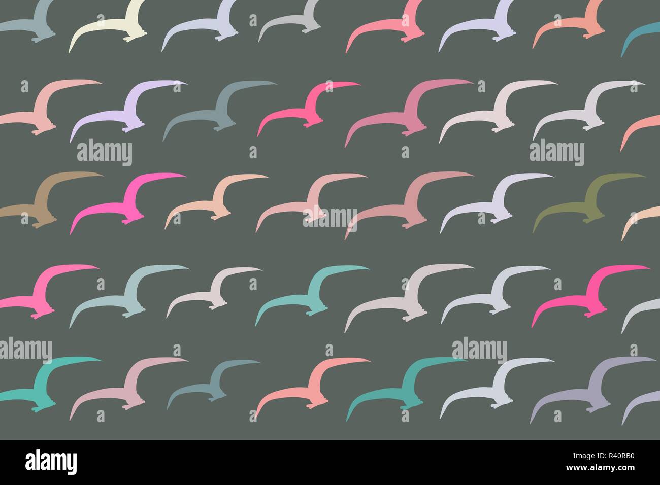 Abstract background with flying birds. Cartoon style vector Stock ...