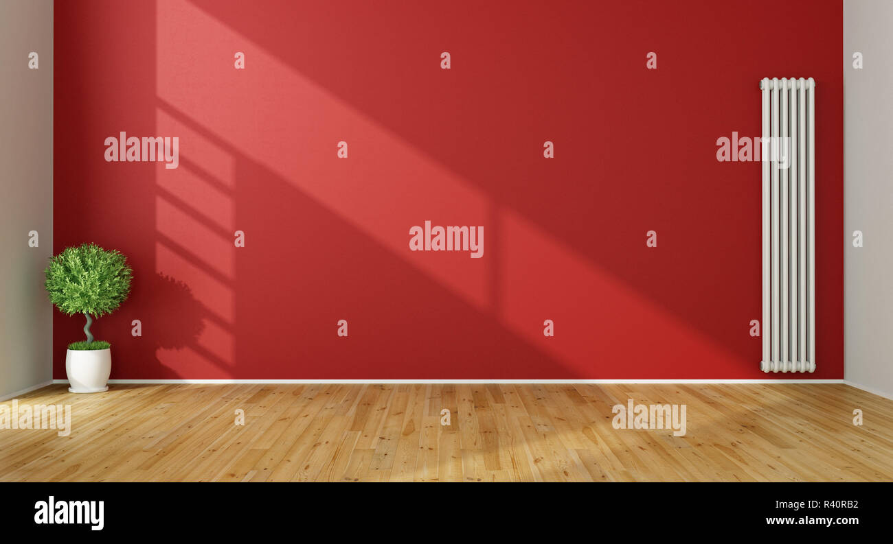 Empty Red Living Room Stock Photo - Alamy
