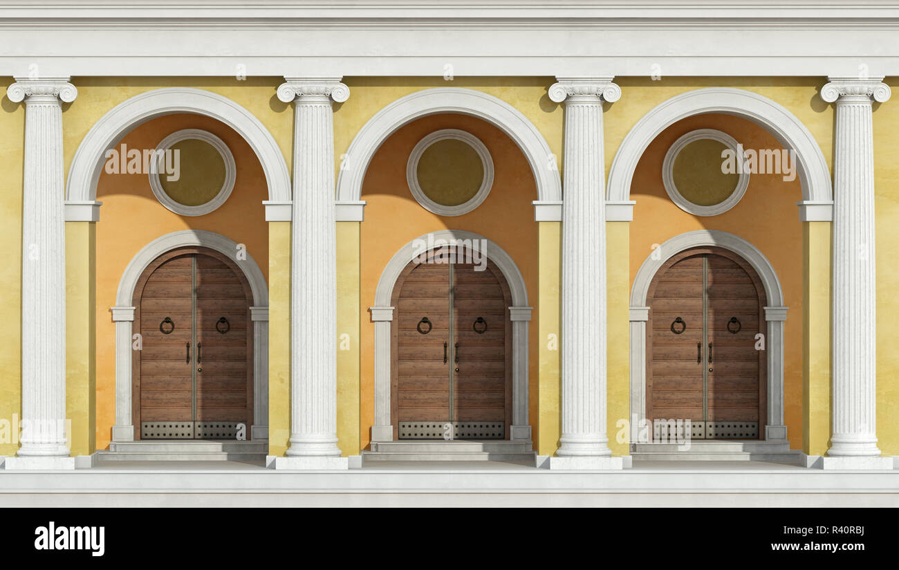 Classic colonnade with front doors Stock Photo - Alamy