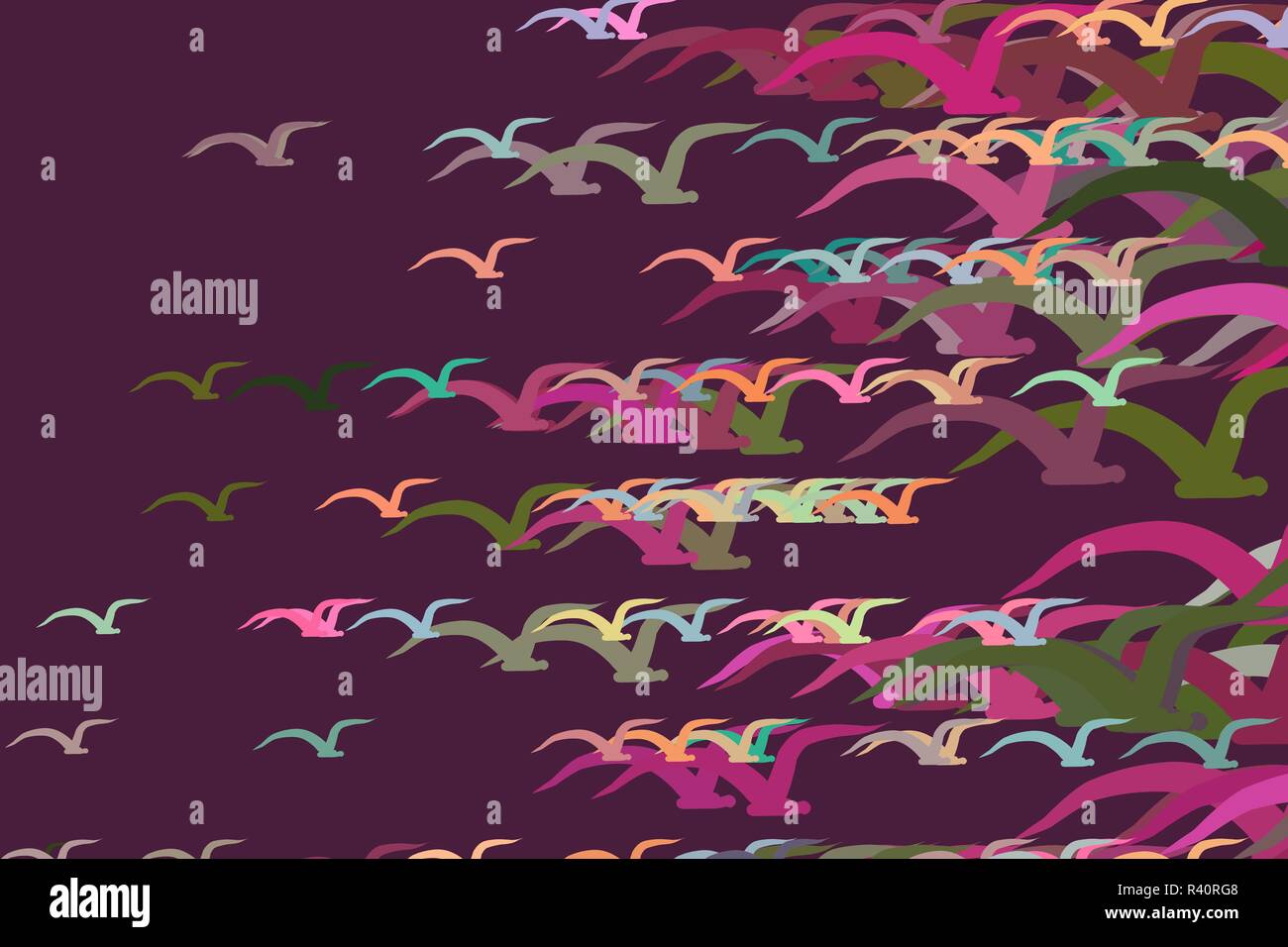 Abstract flying birds illustrations background. Cartoon style vector ...