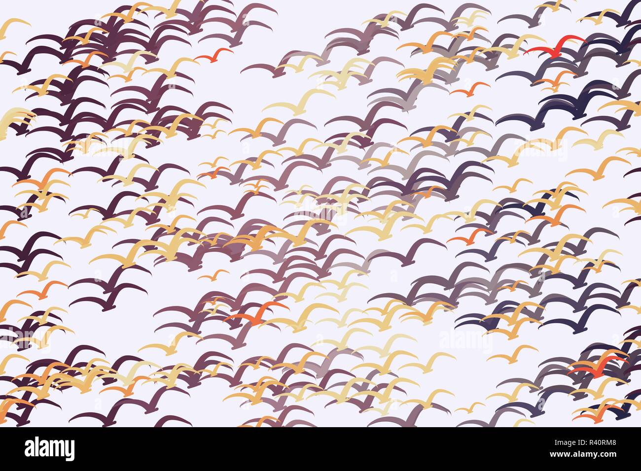 Background abstract flying birds, hand drawn for design. Cartoon style ...
