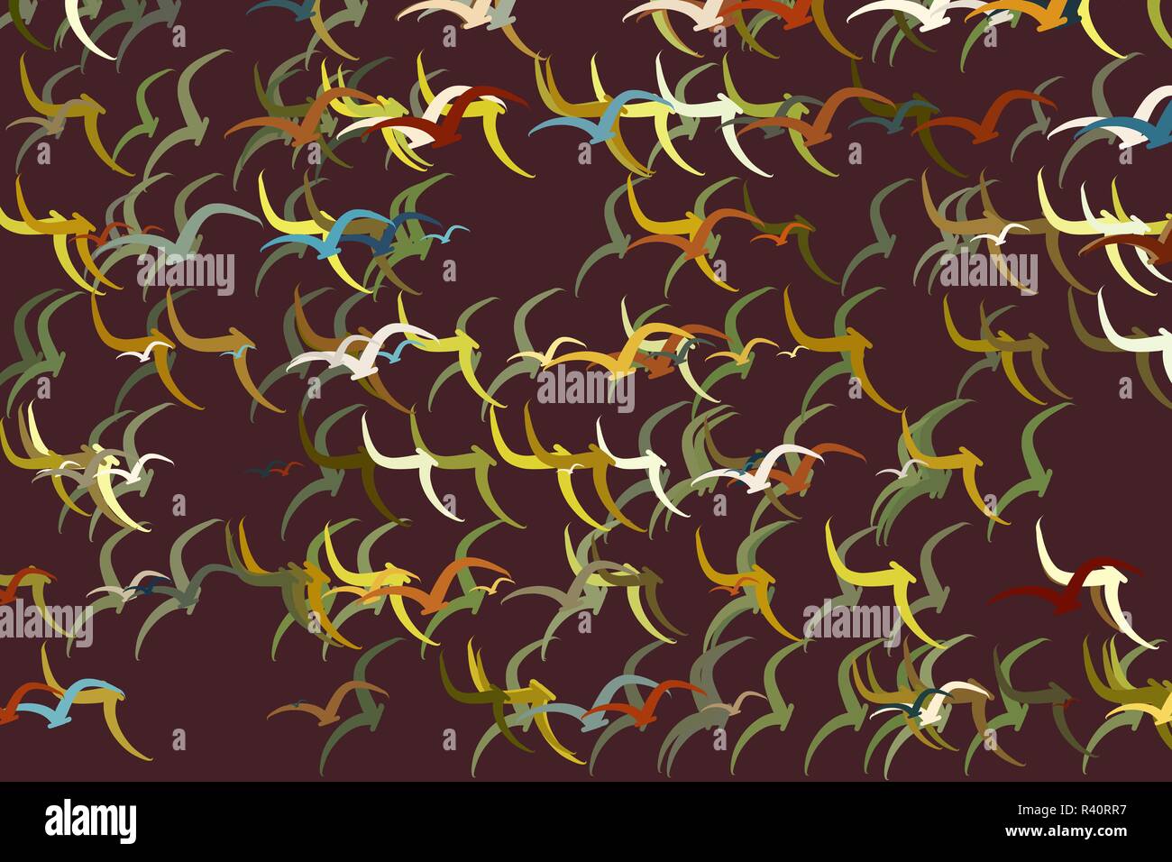 Decorative and hand drawn flying birds illustrations. Good for design ...