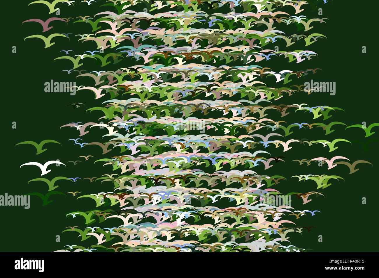 Artistic flying birds hand drawn background abstract. Cartoon style ...