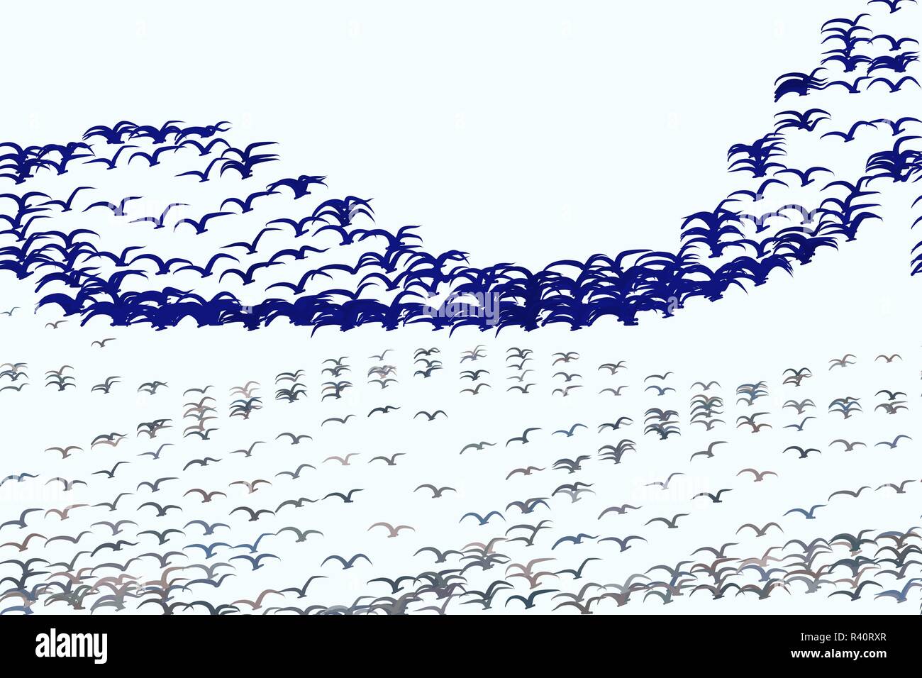 Abstract flying birds illustrations background. Cartoon style vector ...