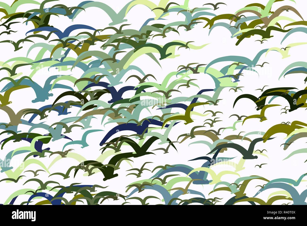 Decorative and hand drawn flying birds illustrations. Good for design ...