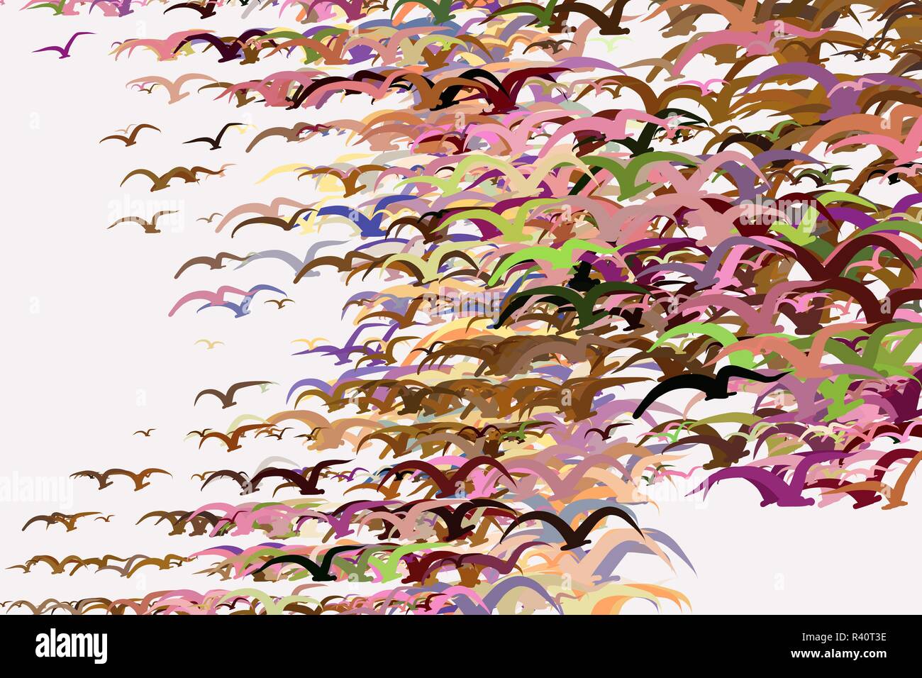 Flying birds abstract hand drawn background, texture or backdrop ...