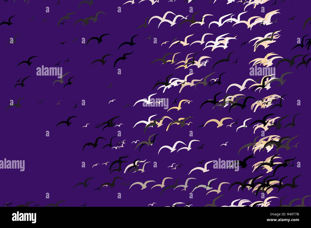 Abstract illustrations of flying birds, conceptual. Good for design ...