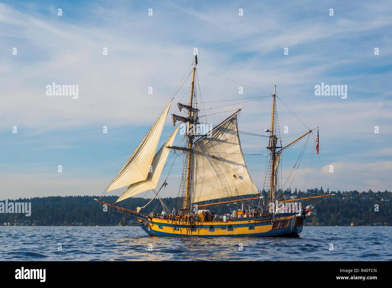 Kirkland, Washington State. Lady Washington sailing ship, tall ship, on ...