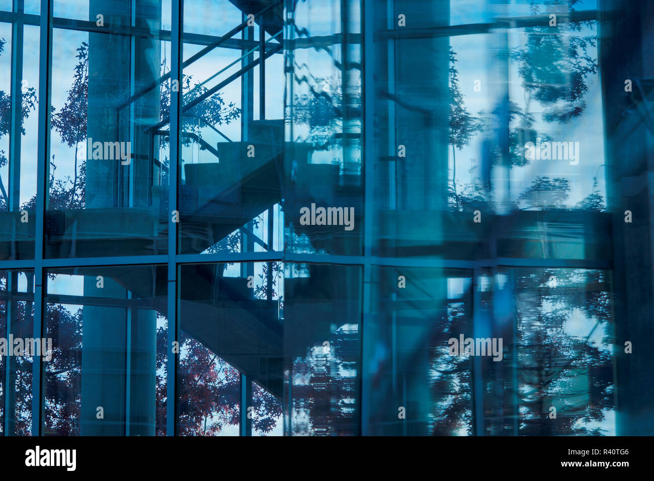 USA, Washington State, Bellevue. Office building abstract. With stairs ...