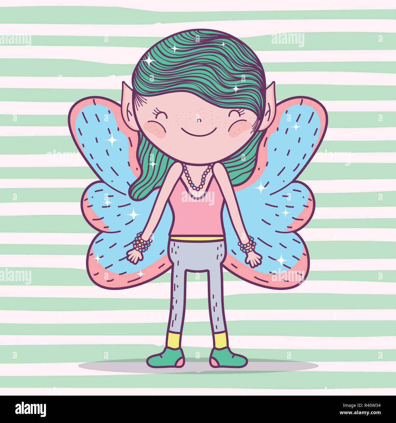 boy fairy fantastic creature with hairstyle vector illustration Stock ...