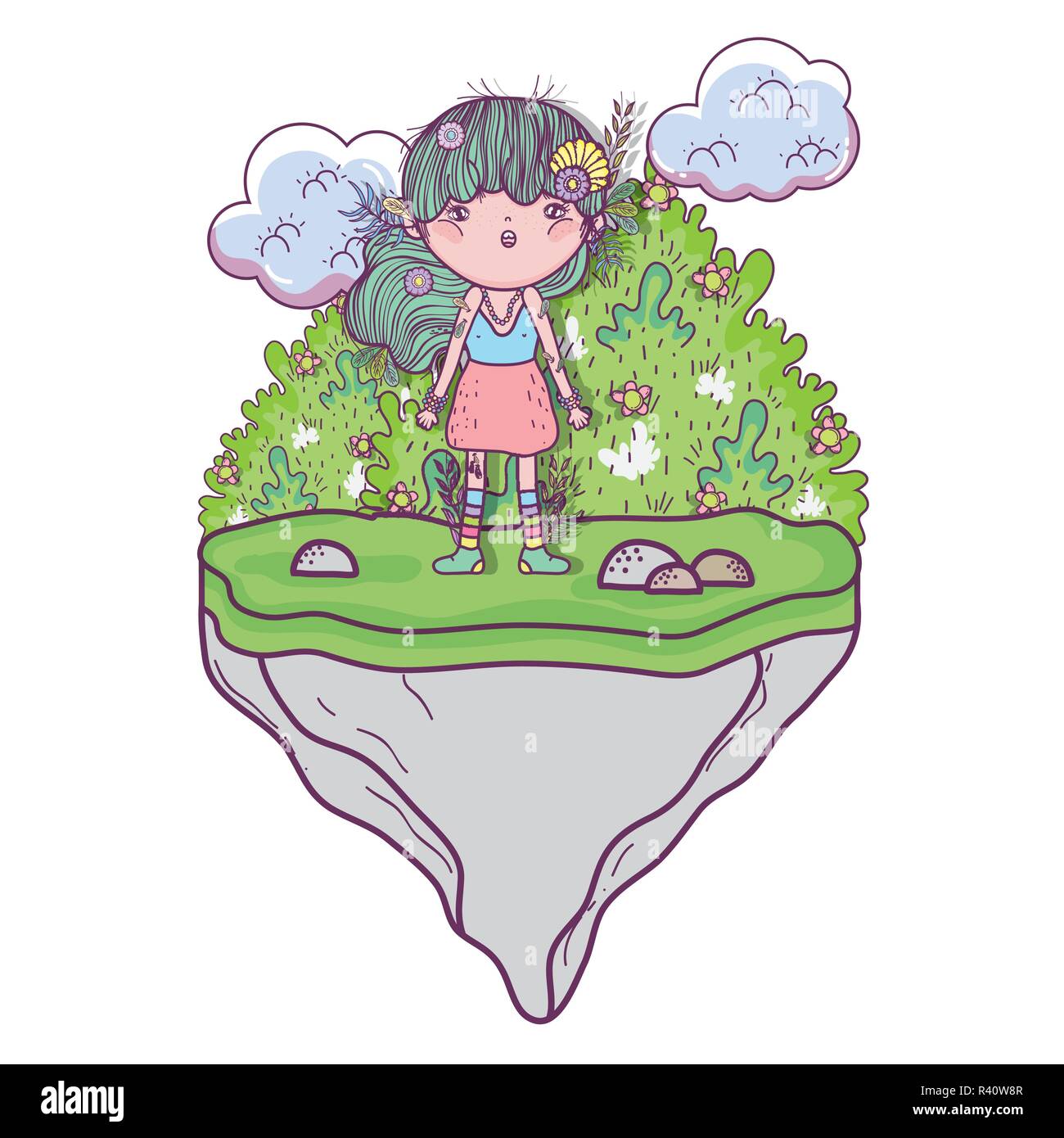 fantastic girl that defender of creatures in the stone vector ...