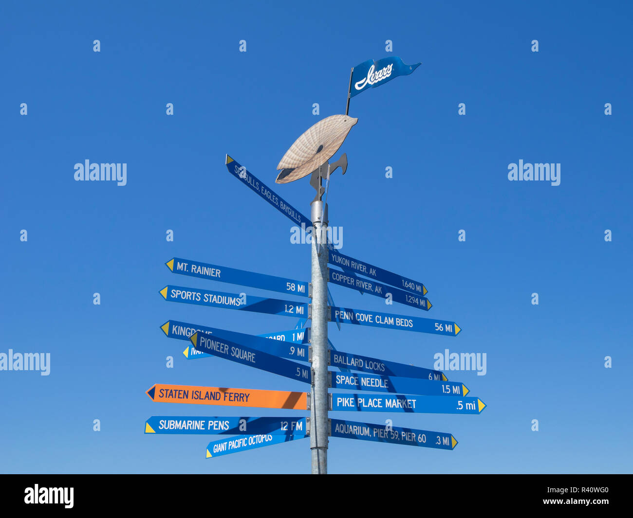 Washington State, Seattle, Waterfront, Sign at Ivar's Stock Photo - Alamy