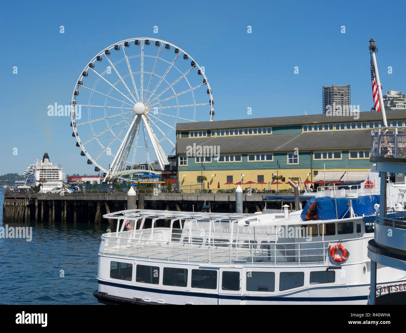 Washington State, Seattle, Seattle Waterfront, The Great Wheel Stock ...