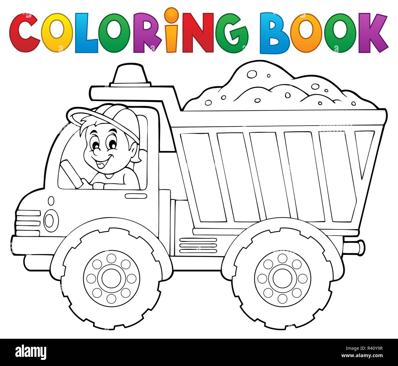 Coloring book sand truck theme 1 Stock Photo - Alamy