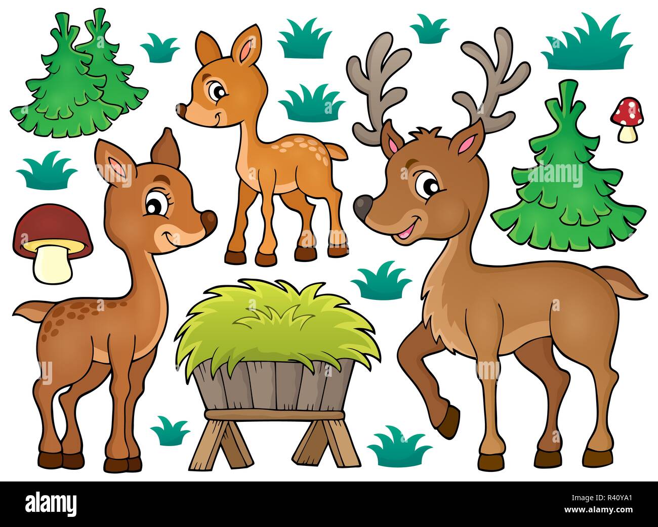 Deer theme collection 1 Stock Photo - Alamy