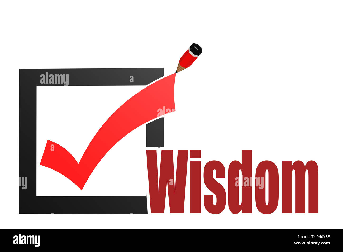 Check mark with wisdom word Stock Photo - Alamy