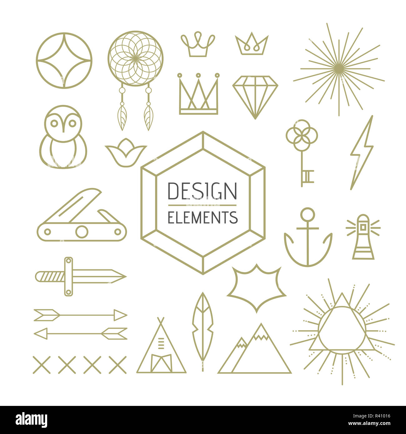 Boho style linear element Cut Out Stock Images & Pictures - Alamy