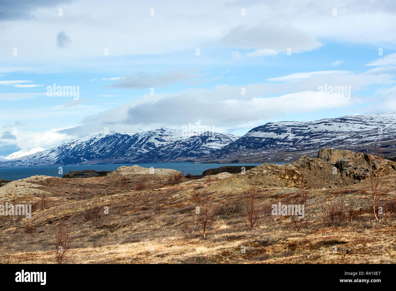 Snowy volcano mountain landscape in Iceland Stock Photo - Alamy
