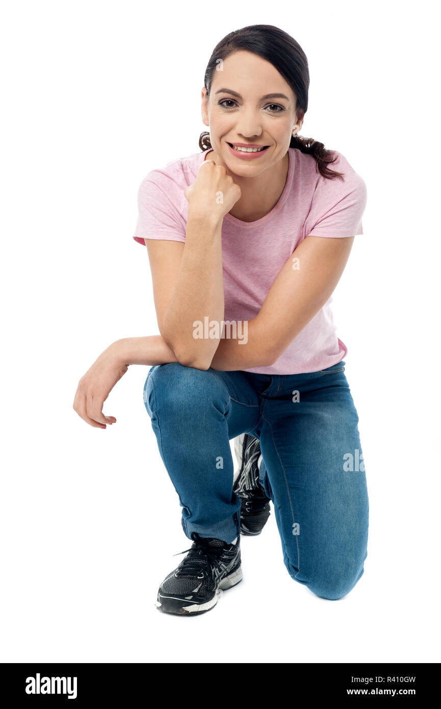 Crouched down Cut Out Stock Images & Pictures - Alamy