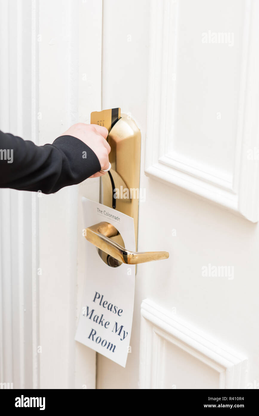 Unlocking door with key card hi-res stock photography and images - Alamy