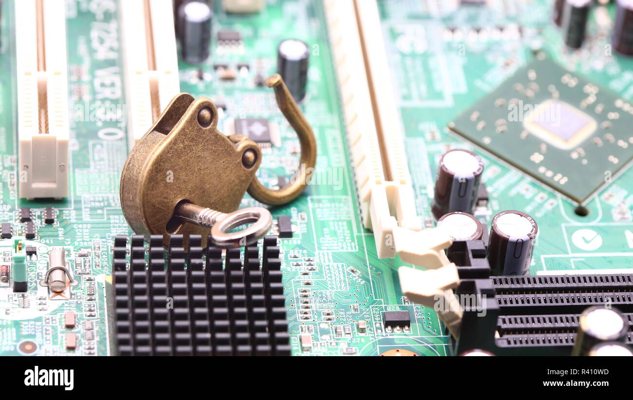 the padlock in the motherboard like concept of security and problem ...