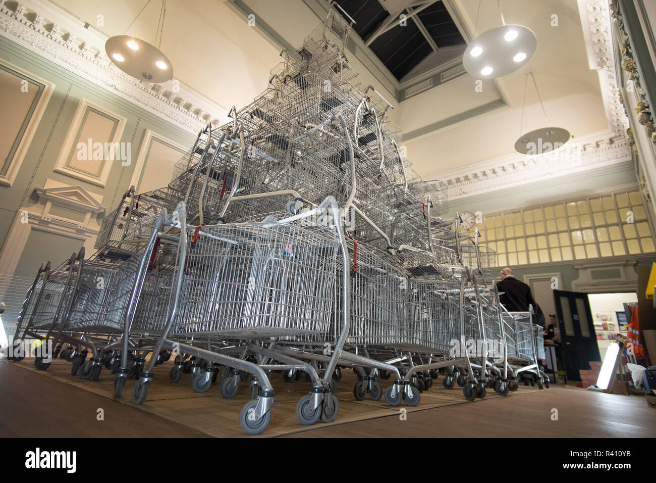 Shopping trolley pyramid at Toxteth day of the dead 2018 Stock Photo ...