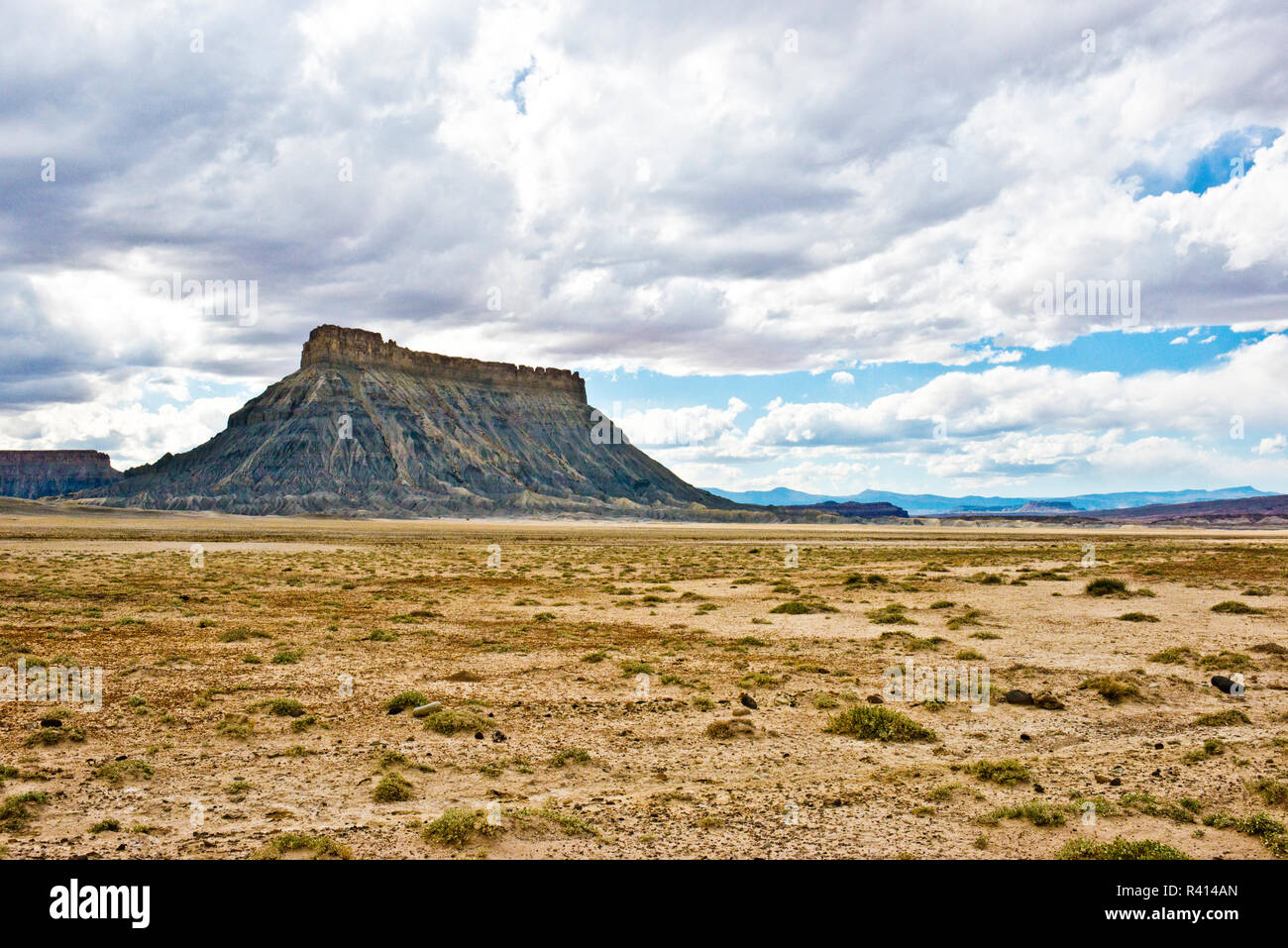 USA, Utah, Caineville, Factory Butte from Coal Mine Road Stock Photo ...
