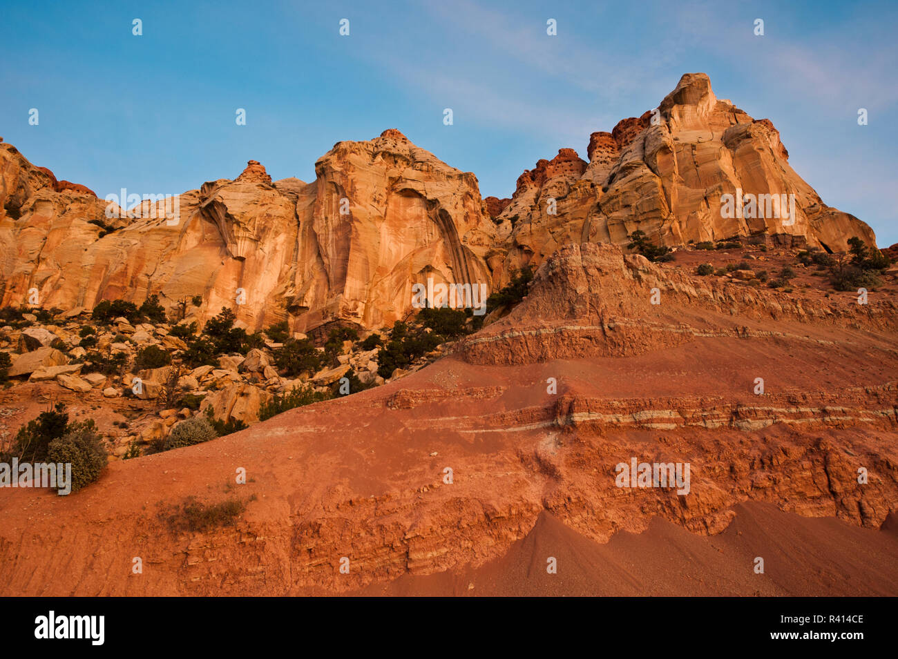 USA, Utah, Grand Staircase Escalante, Morning Sunlight illuminating the ...