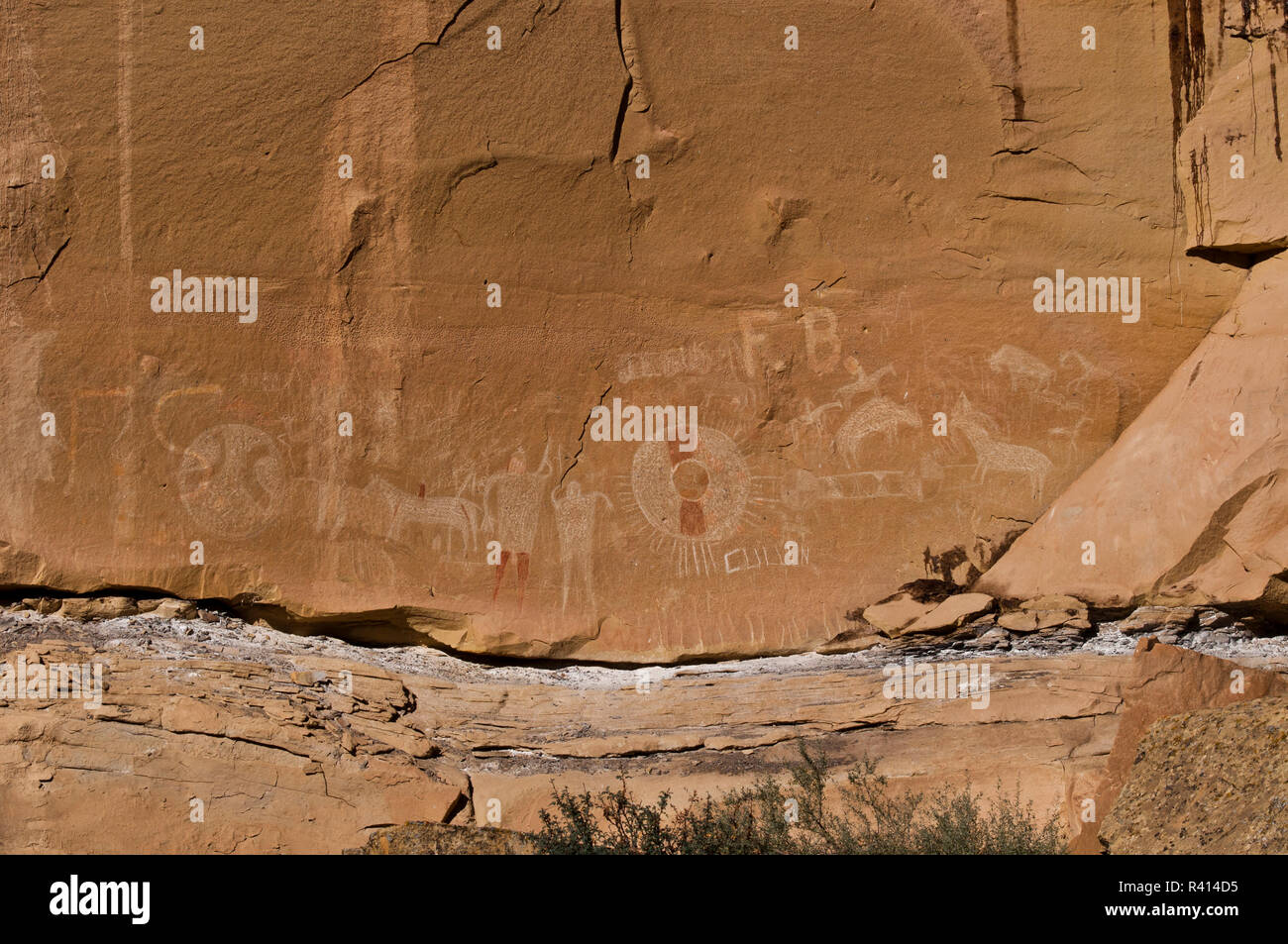 USA, Utah, Thompson Springs, Sego Canyon Road, Ute Pictographs and ...