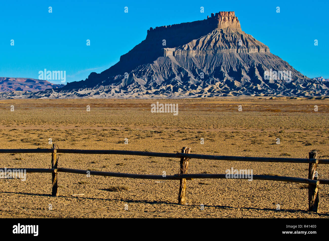 USA, Utah, Caineville, Factory Butte from Coal Mine Road Stock Photo ...