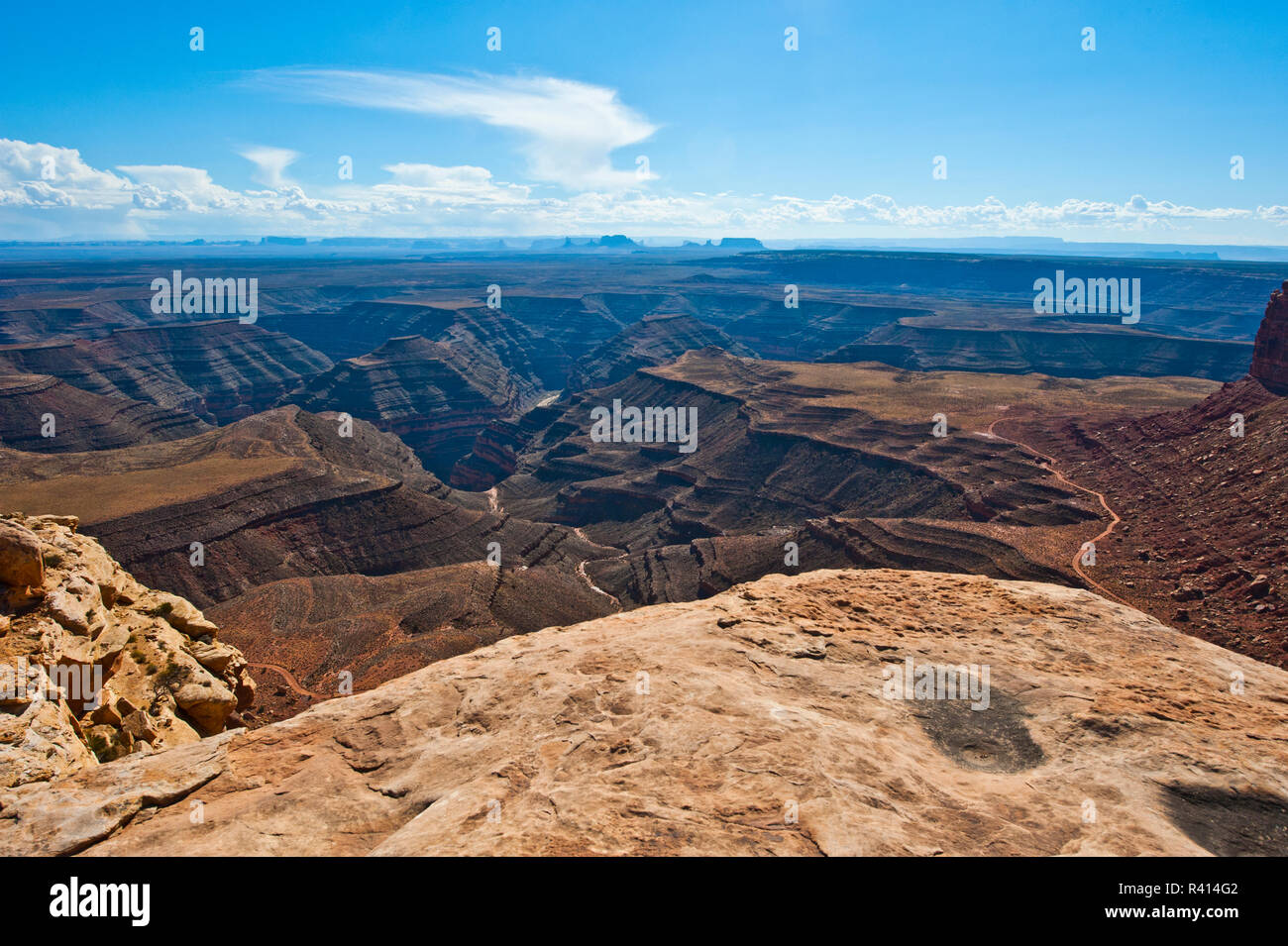 USA, Utah, Muley Point Overlook, San Juan Goosenecks, Bears Ears ...