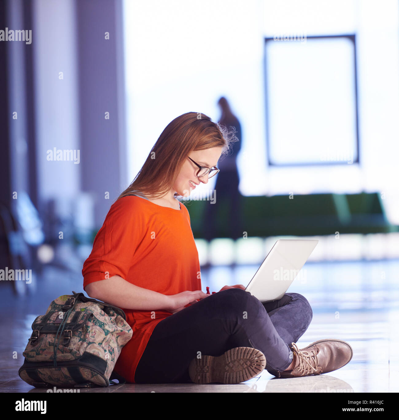 student girl with laptop computer Stock Photo - Alamy