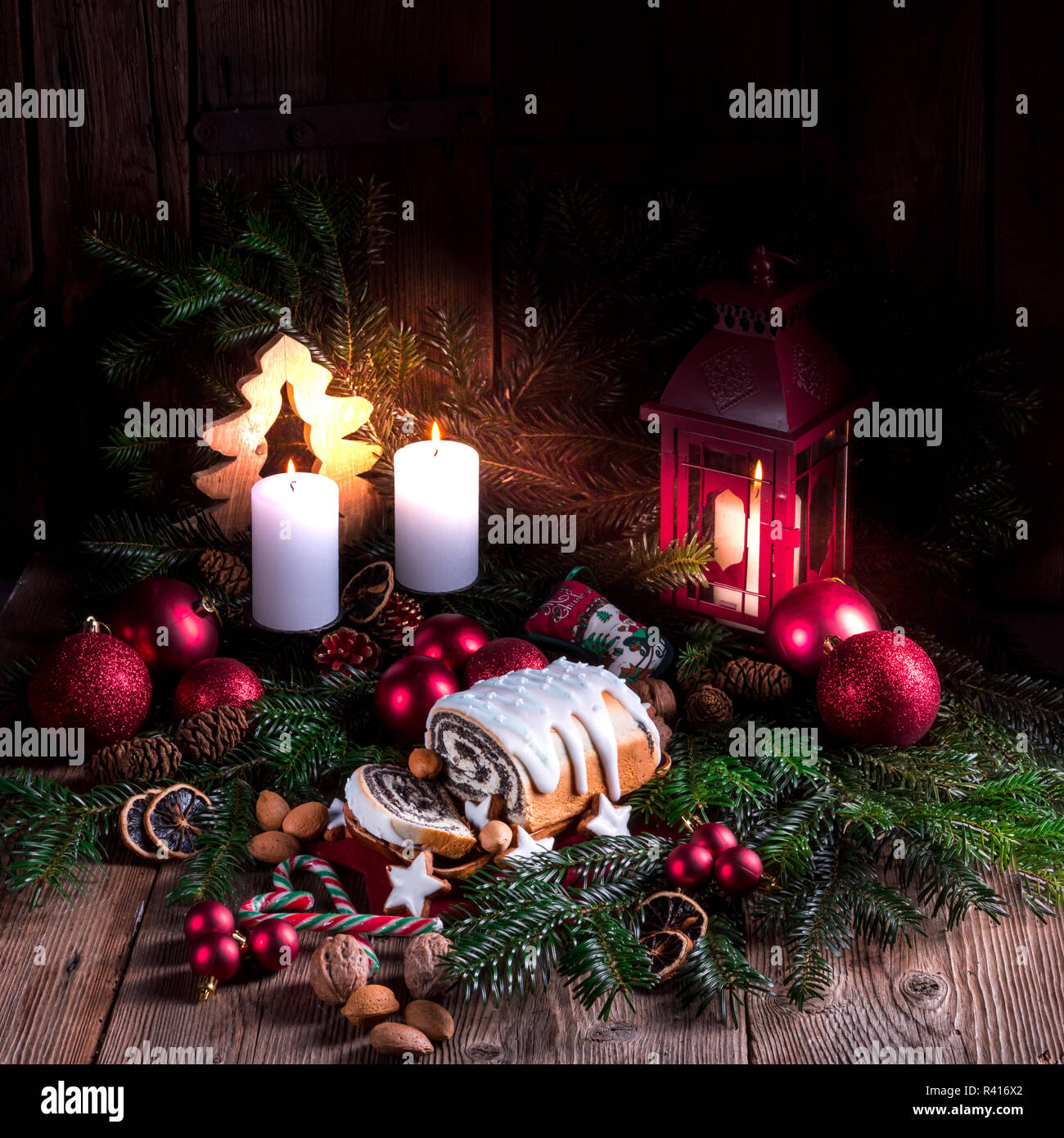 christmas poppy seed cake Stock Photo - Alamy