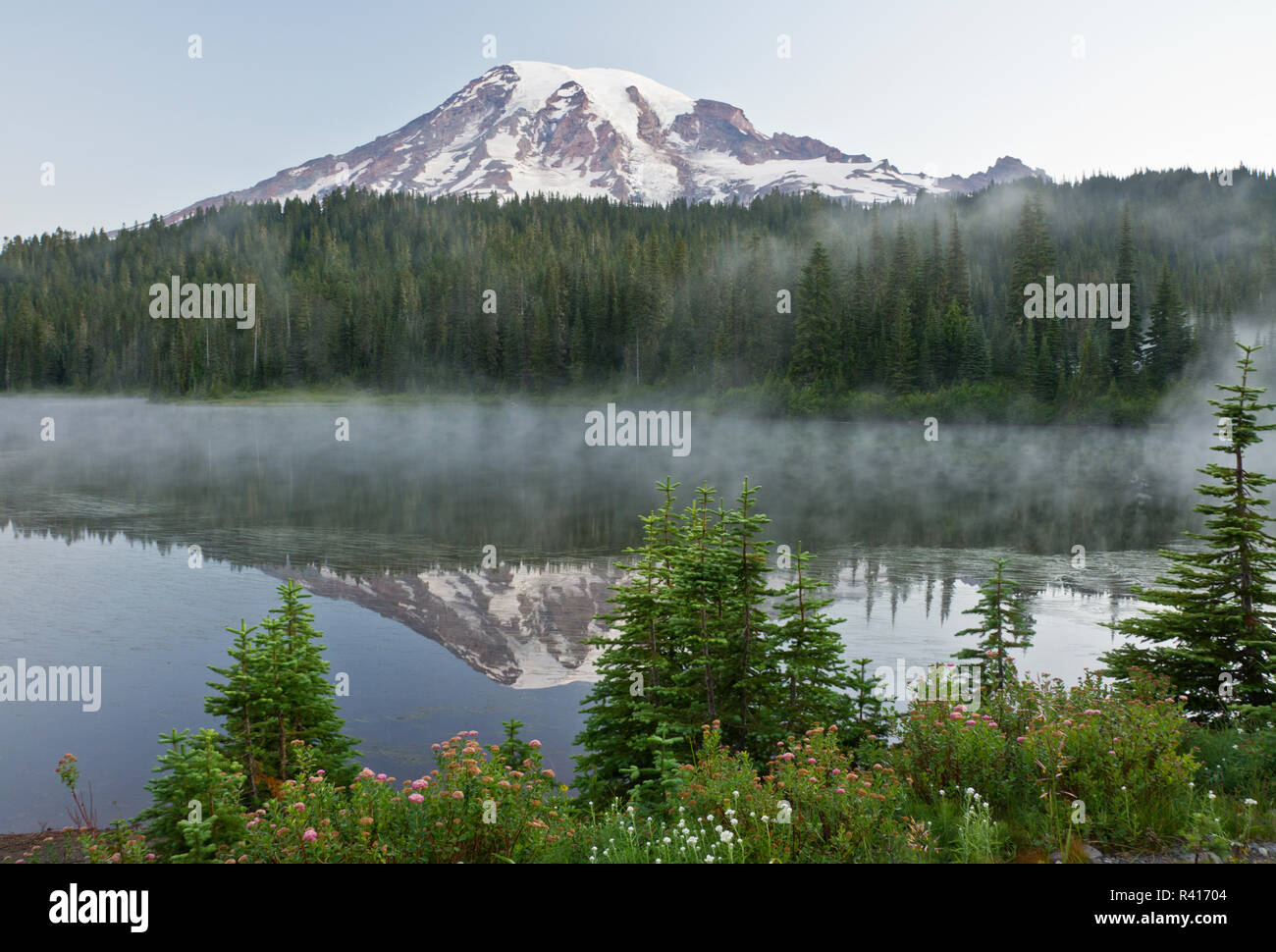 Mount Rainier, reflection, Mirror Lake, Mount Rainier National Park ...