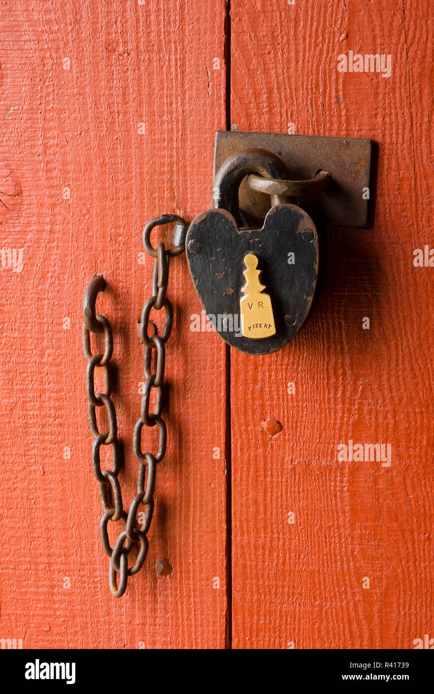 Padlock on the jail door, Fort Vancouver National Historic Site ...