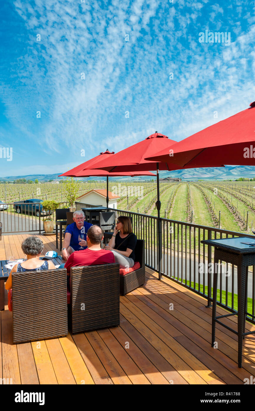 Walla Walla, Washington State. Wine tasting on the deck of Pepper ...