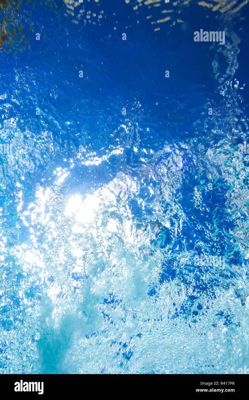 Underwater view of swimming pool looking up to the surface Stock Photo ...