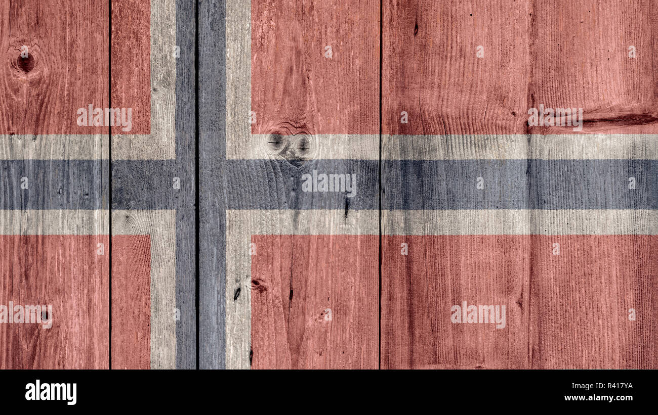 Norway Politics News Concept: Norwegian Flag Wooden Fence Stock Photo ...