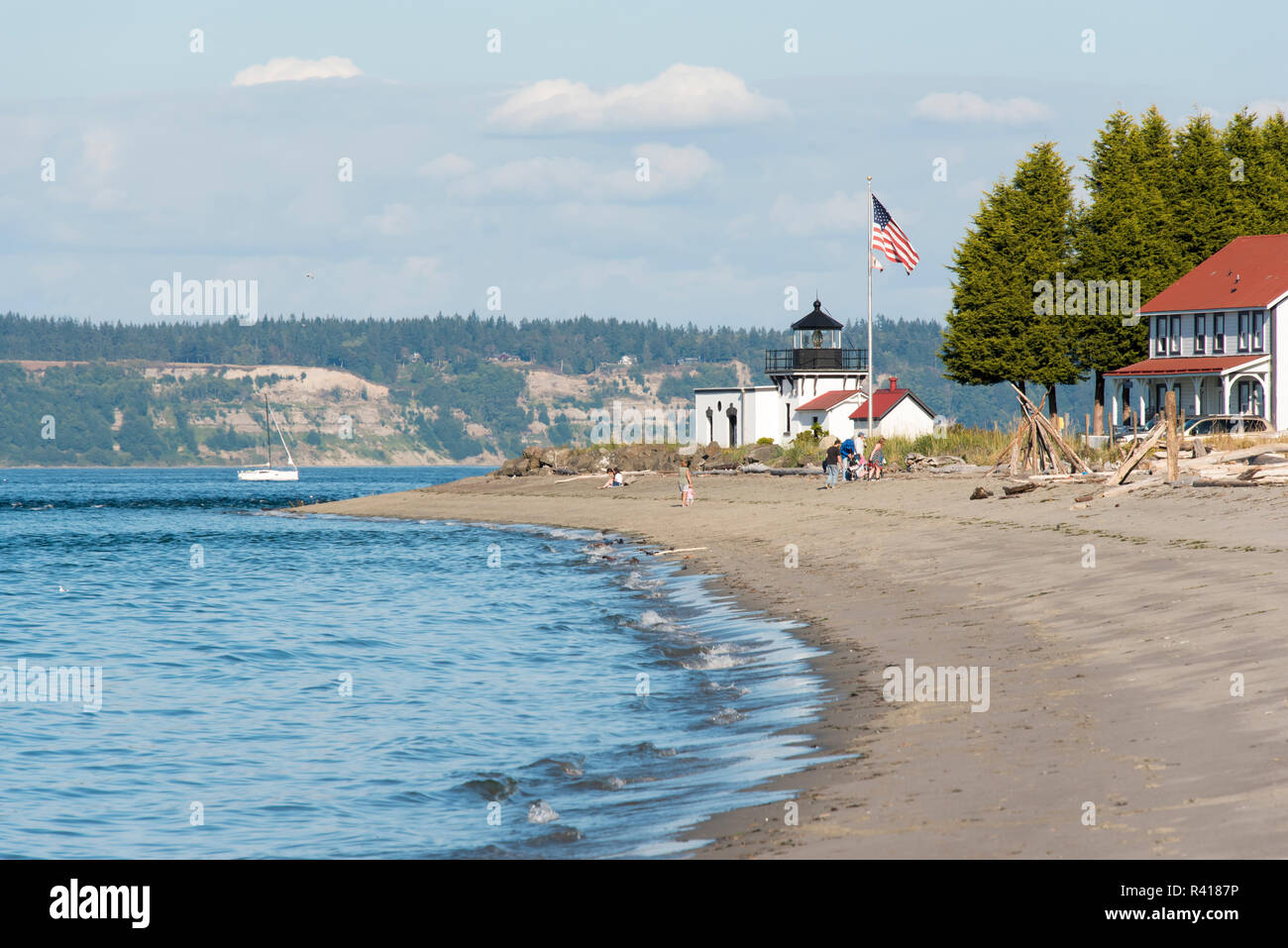 USA, Washington State. Hansville. Point No Point Lighthouse county park ...