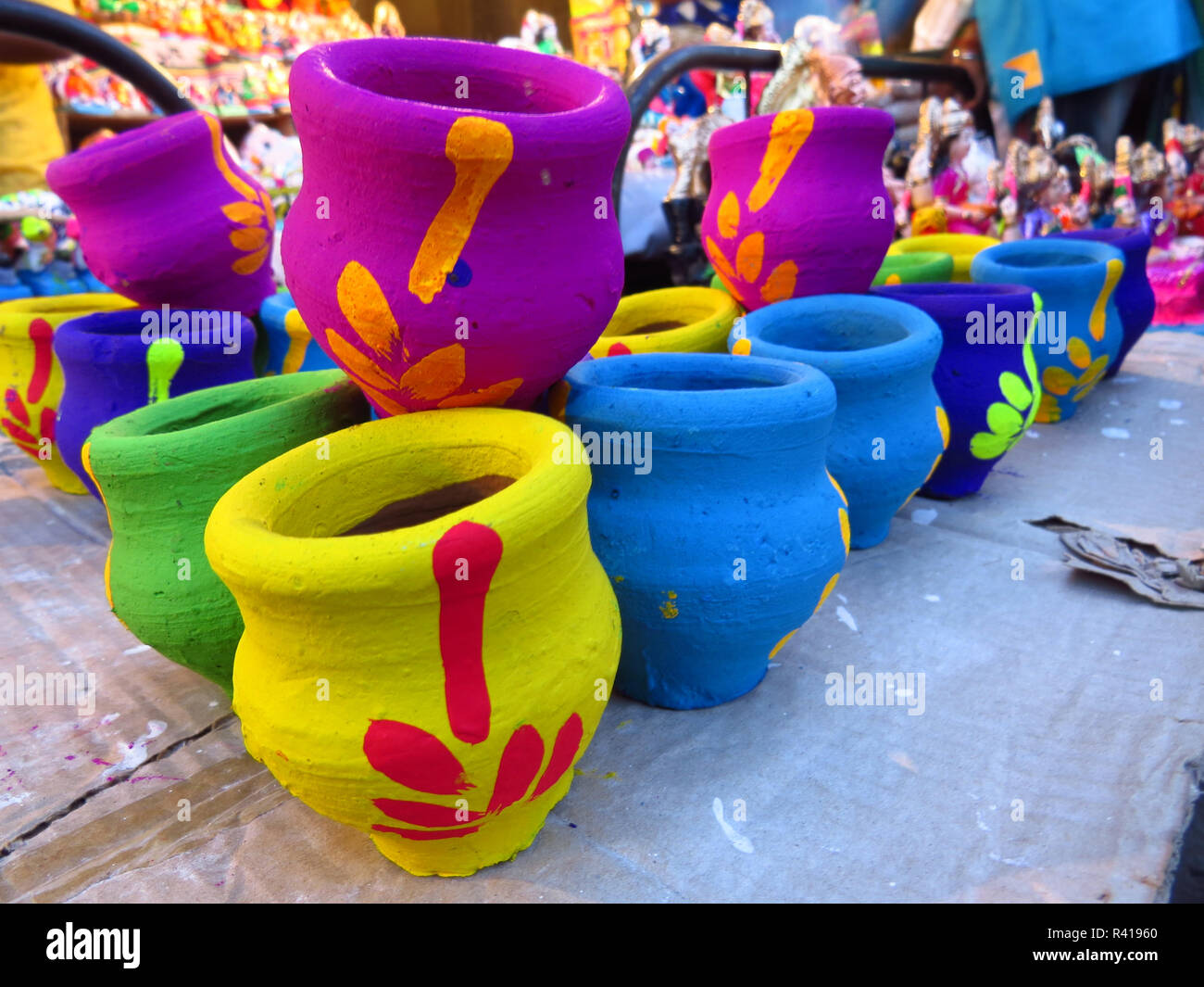 Coloured earthen pots hi-res stock photography and images - Alamy