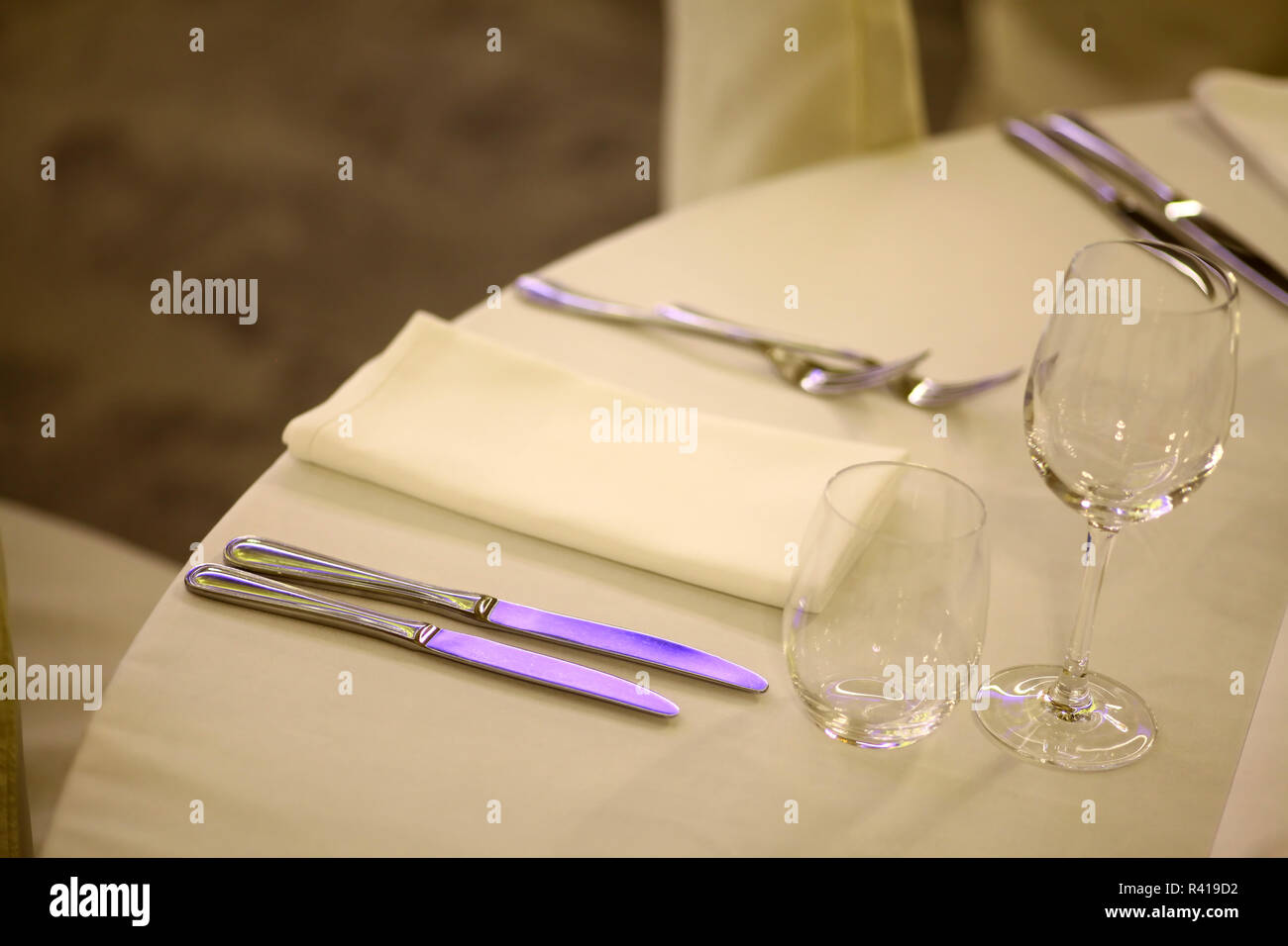 Table in a restaurant Stock Photo - Alamy