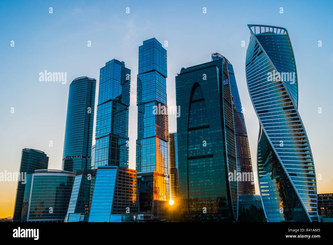 Sunny evening modern moscow city hi-res stock photography and images ...