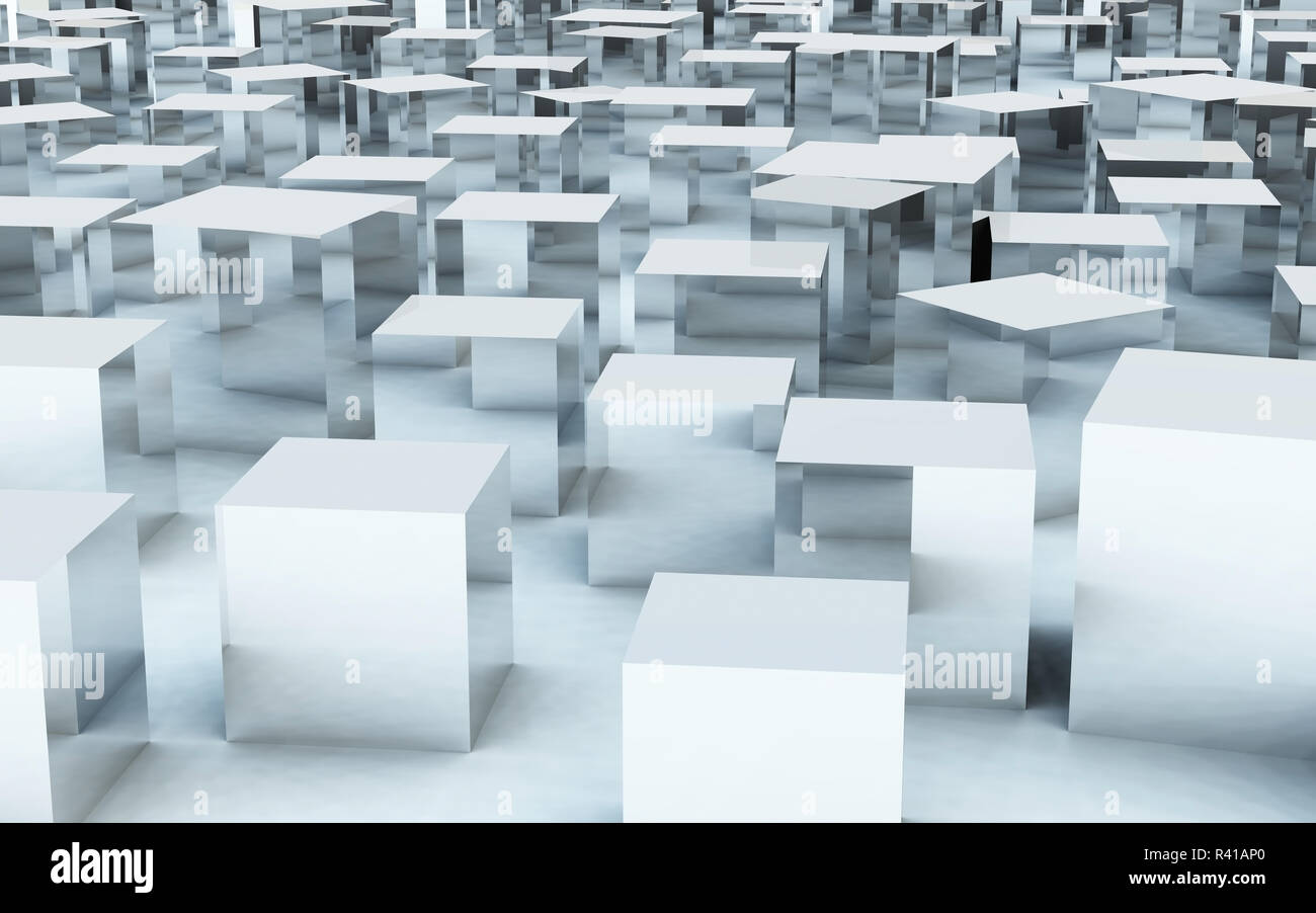 3D mass cube by steel metal reflection Stock Photo - Alamy
