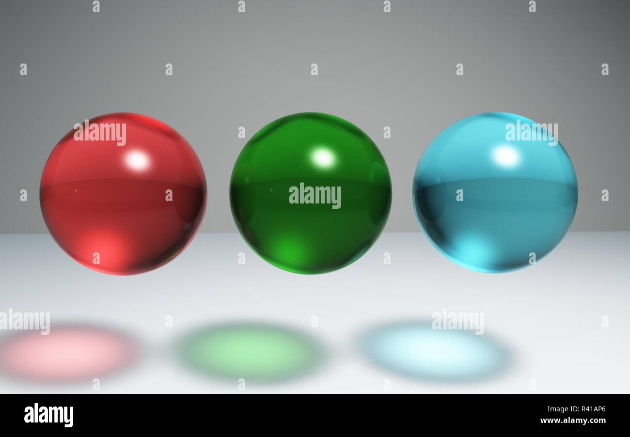 geometric Crystal ball red green blue Stock Photo - Alamy