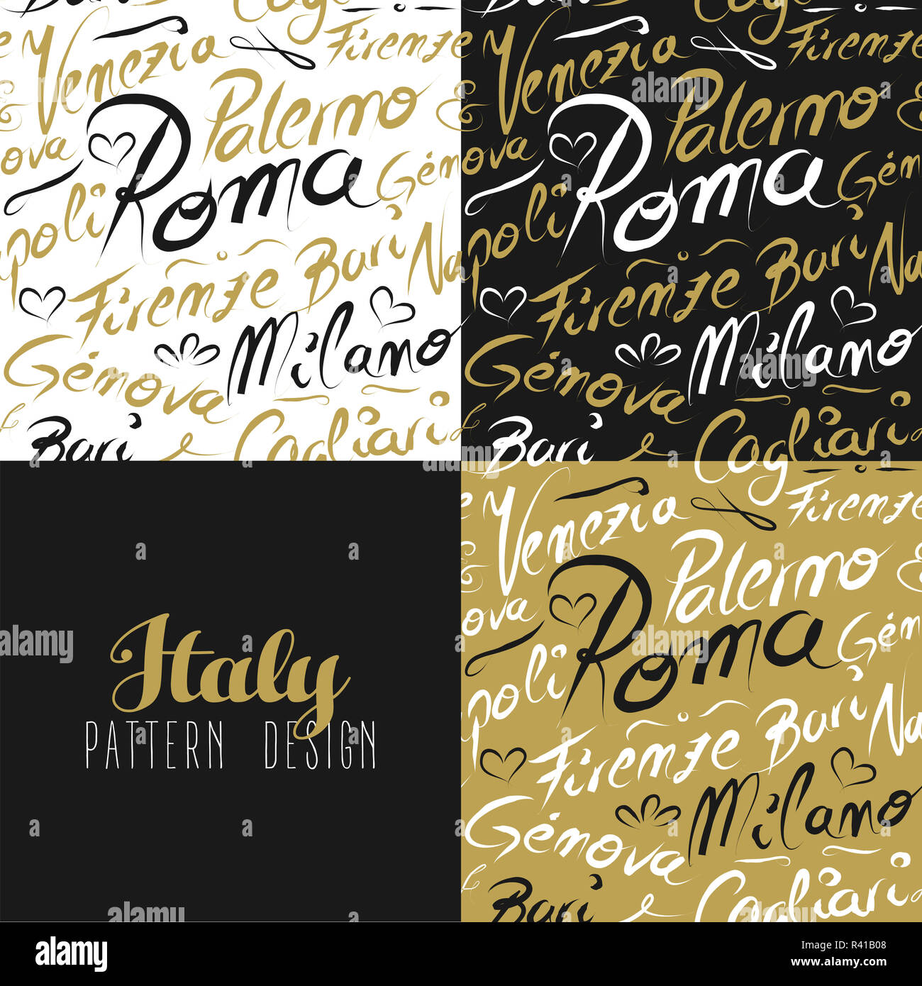 Travel italy city seamless pattern gold milan Stock Photo - Alamy