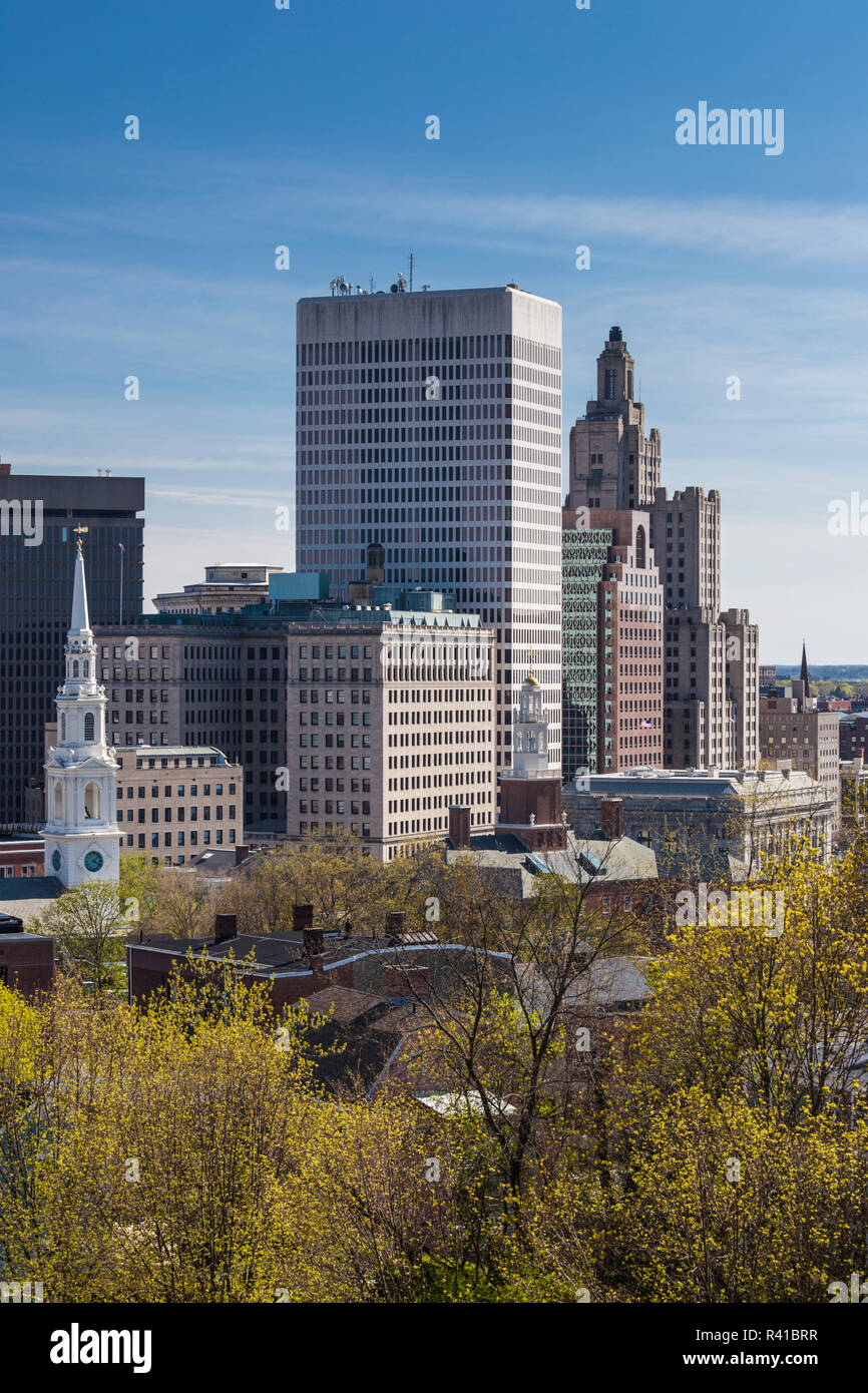 USA, Rhode Island, Providence, city skyline from Prospect Terrace Park ...
